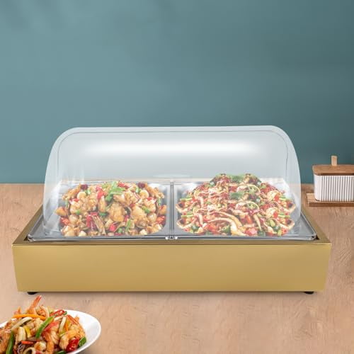 Countertop Ice Food Serving Display Tray with Clear Roll Top, 6L ...