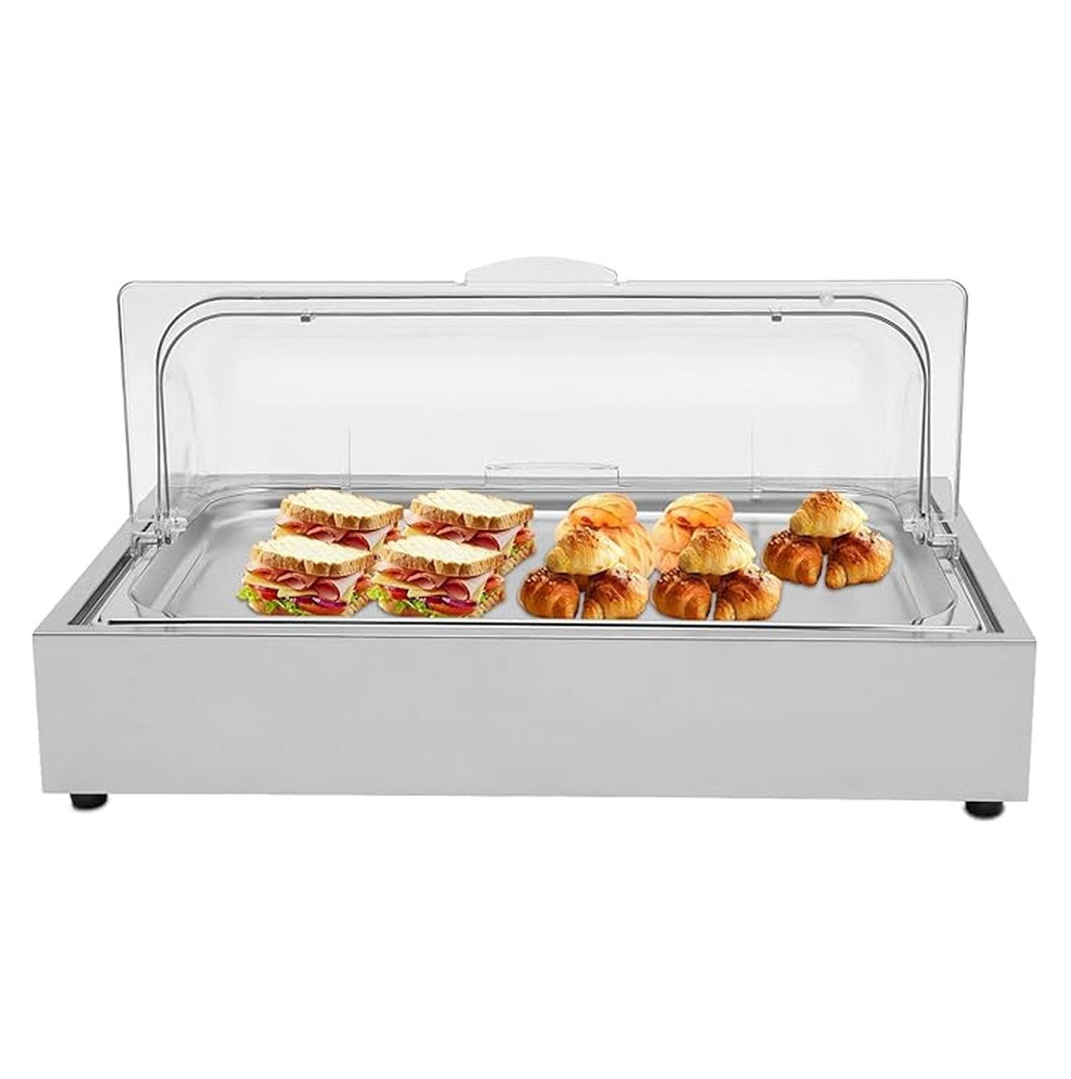 Countertop Ice Food Serving Display Tray with Clear Roll Top, 6L ...