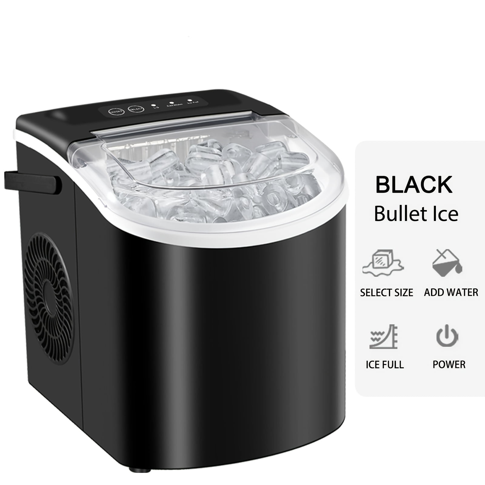Countertop Ice Maker - 26LBS/24H, 9 Ice Cubes in 6 Mins, Self ...