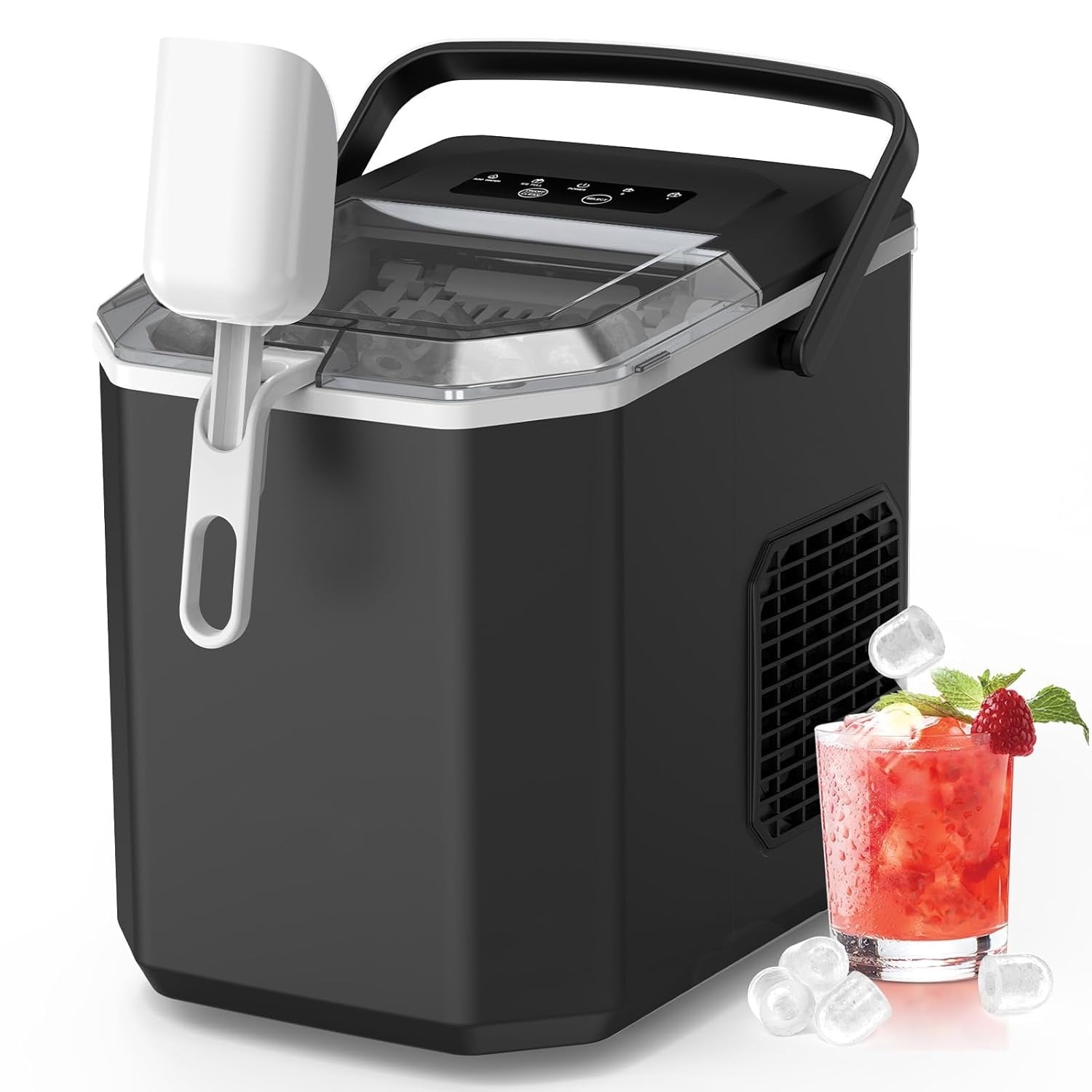 Countertop Ice Maker, 26lbs/24H Portable Ice Machine with Handle,9 ...