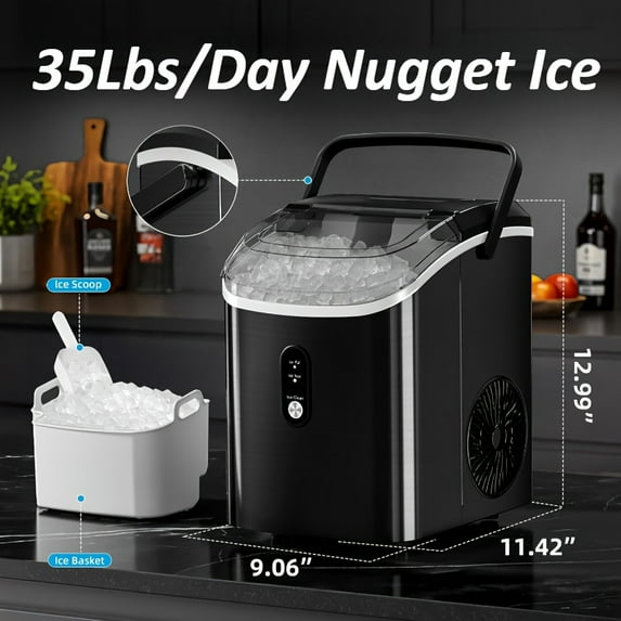 Countertop Ice Maker, 9 Ice Cubes in 6 Mins, 26.5Lbs/ 24H Self-Cleaning ...