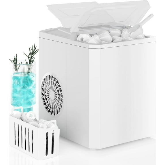 Countertop Ice Maker with Handle, 26lbs/24H Portable Ice Machine, 9 ...