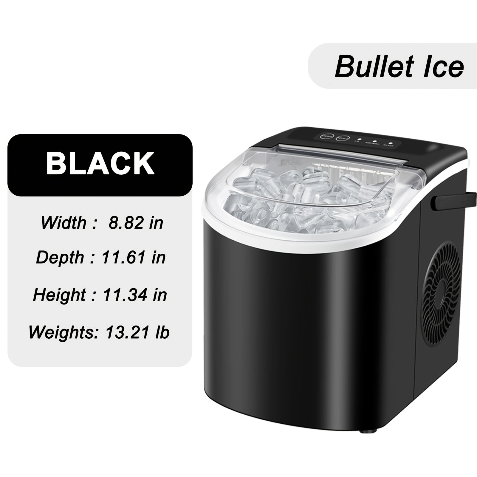 Countertop Ice Maker With Handle, Produces 26 Pounds Of Ice Within 24 ...