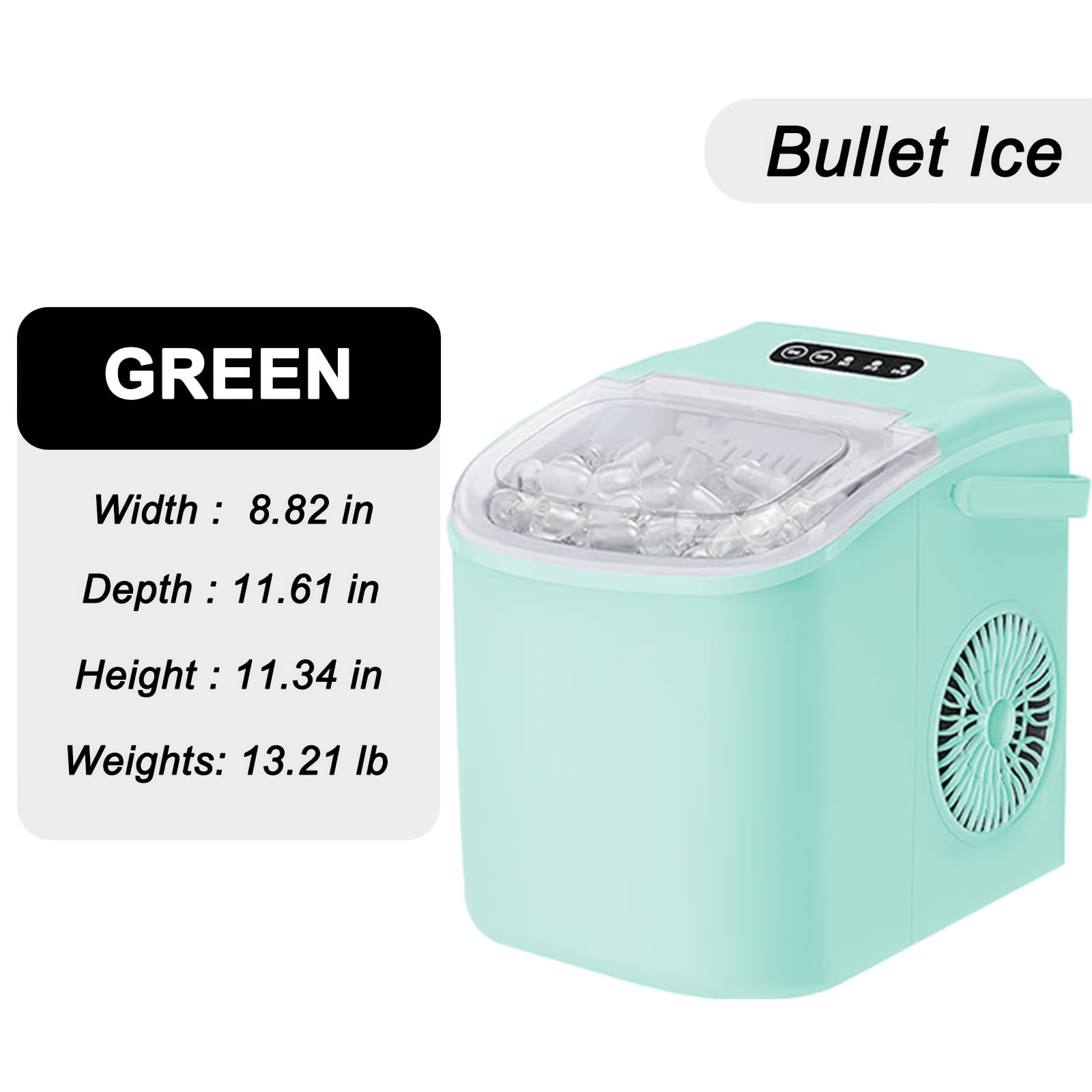 Countertop Ice Maker With Handle, Produces 26 Pounds Of Ice Within 24 ...