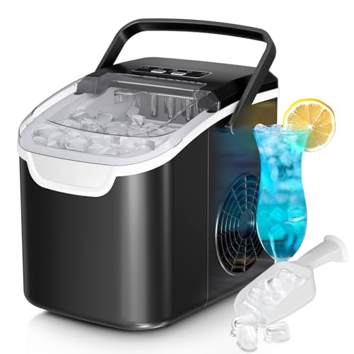Countertop Ice Maker Machine, 8 Ice Cubes in 6 mins, 26lb/Day Ice with ...