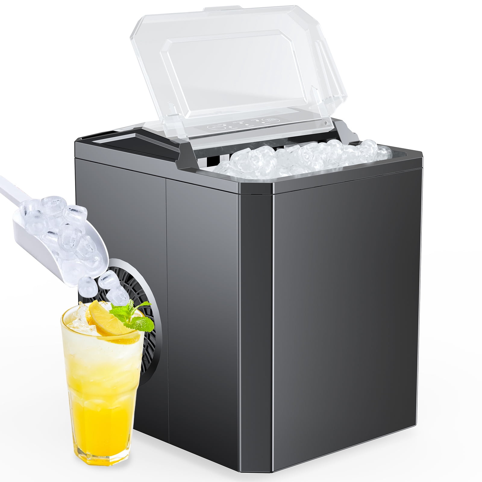 Countertop Ice Maker - Makes 9 Cubes in 6 Mins, 2 Bullet Ice Sizes ...