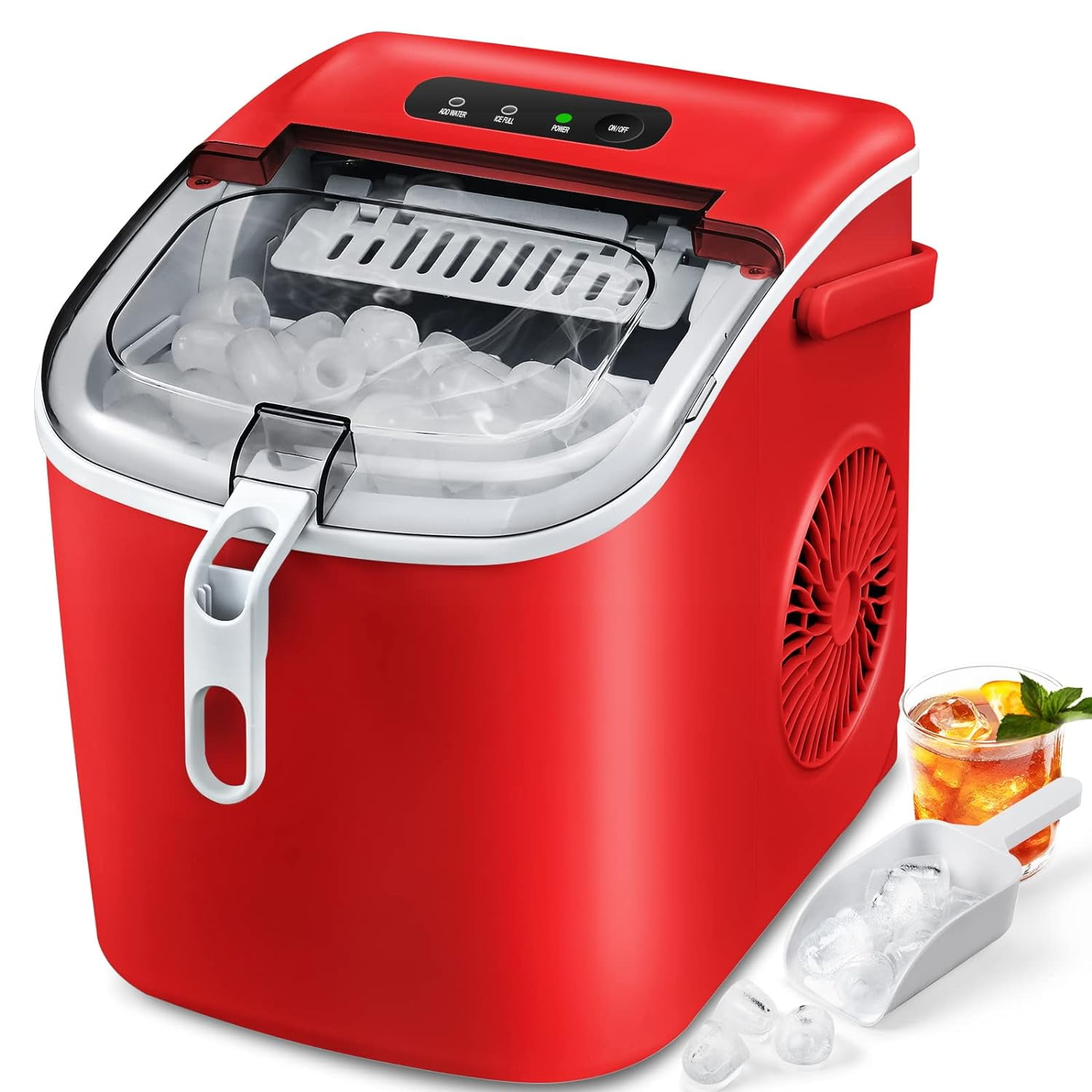 Countertop Ice Maker, Portable Ice Maker w/Handle, 6 Mins 9 Pcs Ice, 26 ...