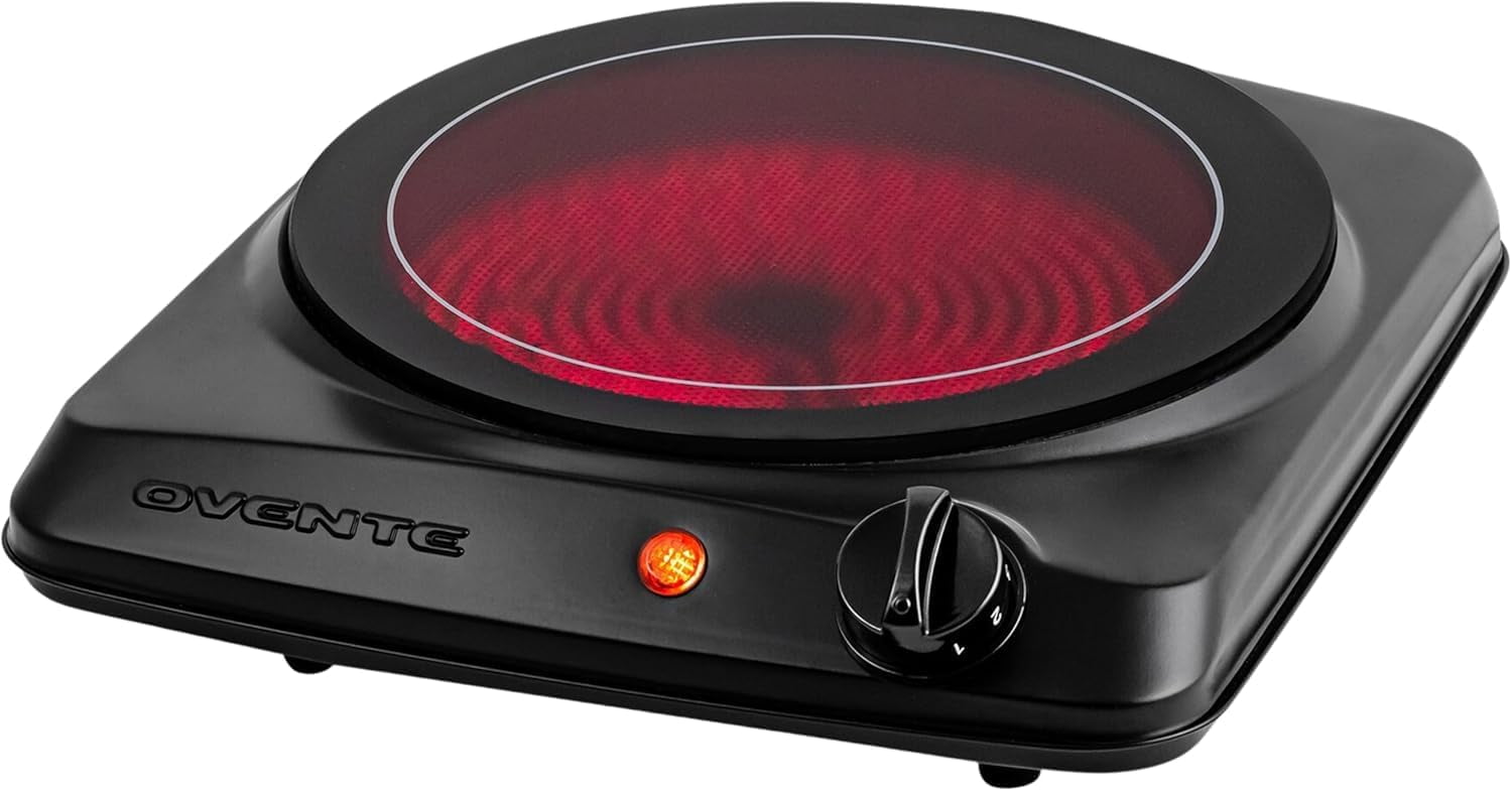 Countertop Infrared Single Burner, 1000W Electric Hot Plate with 7 ...