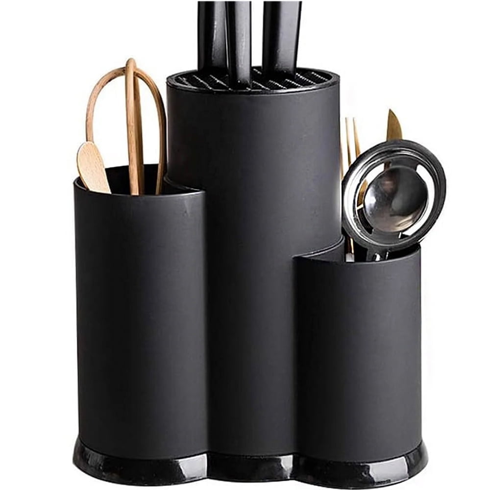Countertop Knife Holder 12 Slot Plastic Utensil Organizer with Drain ...
