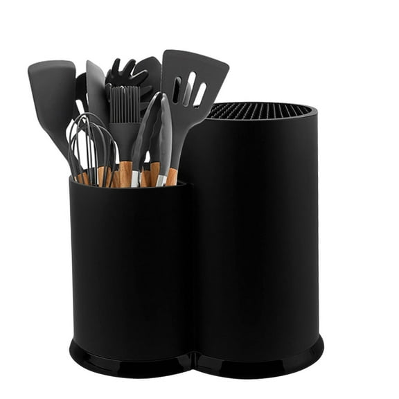 20 Slot Bamboo Knife Block without Knives, Universal Knife Holder for ...