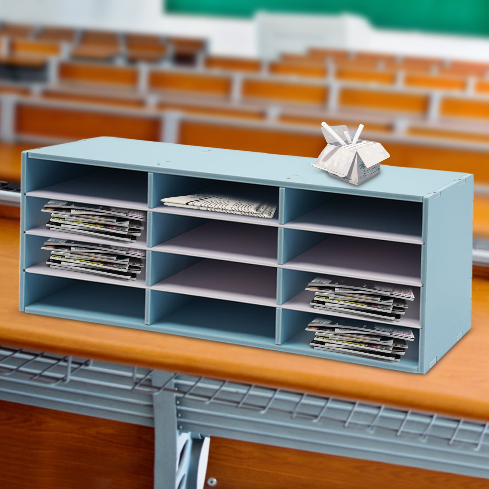 Countertop Literature Organizer, Student Mailbox Blue Mail Sorter ...