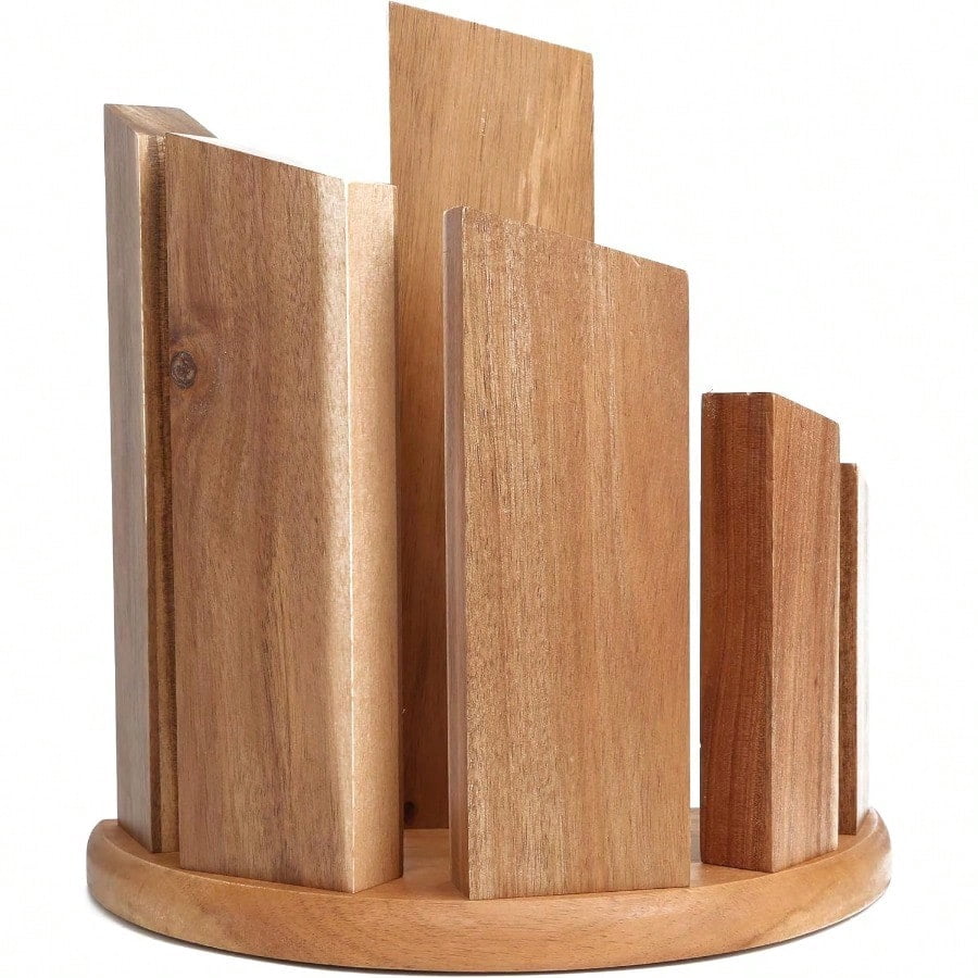 Countertop Magnetic Knife Block - Double Sided Wooden Holder w/Strong ...