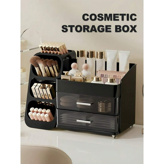 Countertop Makeup Organizer with Brush Holder & Drawers - Spacious ...