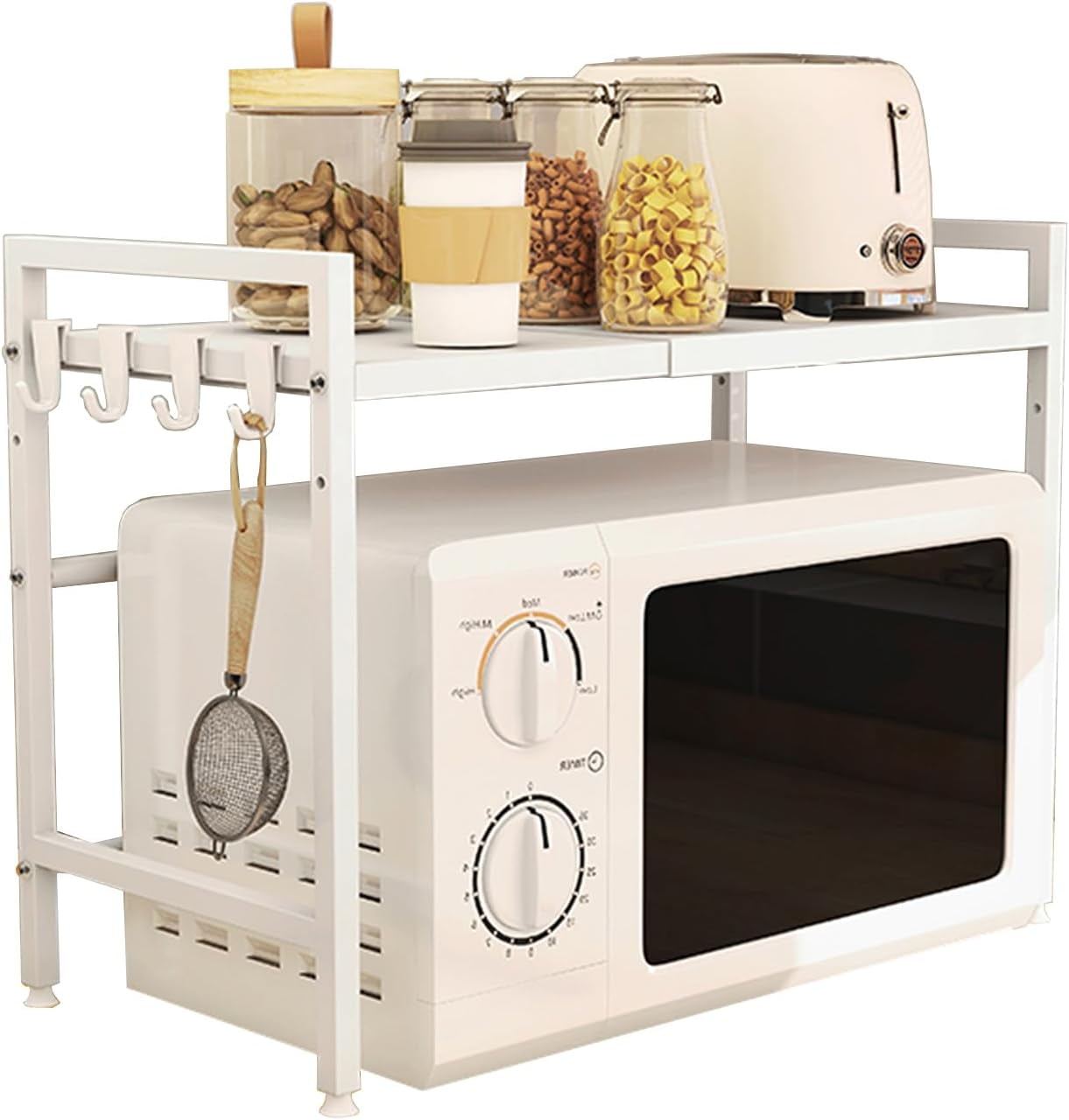 Countertop Microwave Oven Rack, 2 Tier Adjustable Shelf for Microwave ...