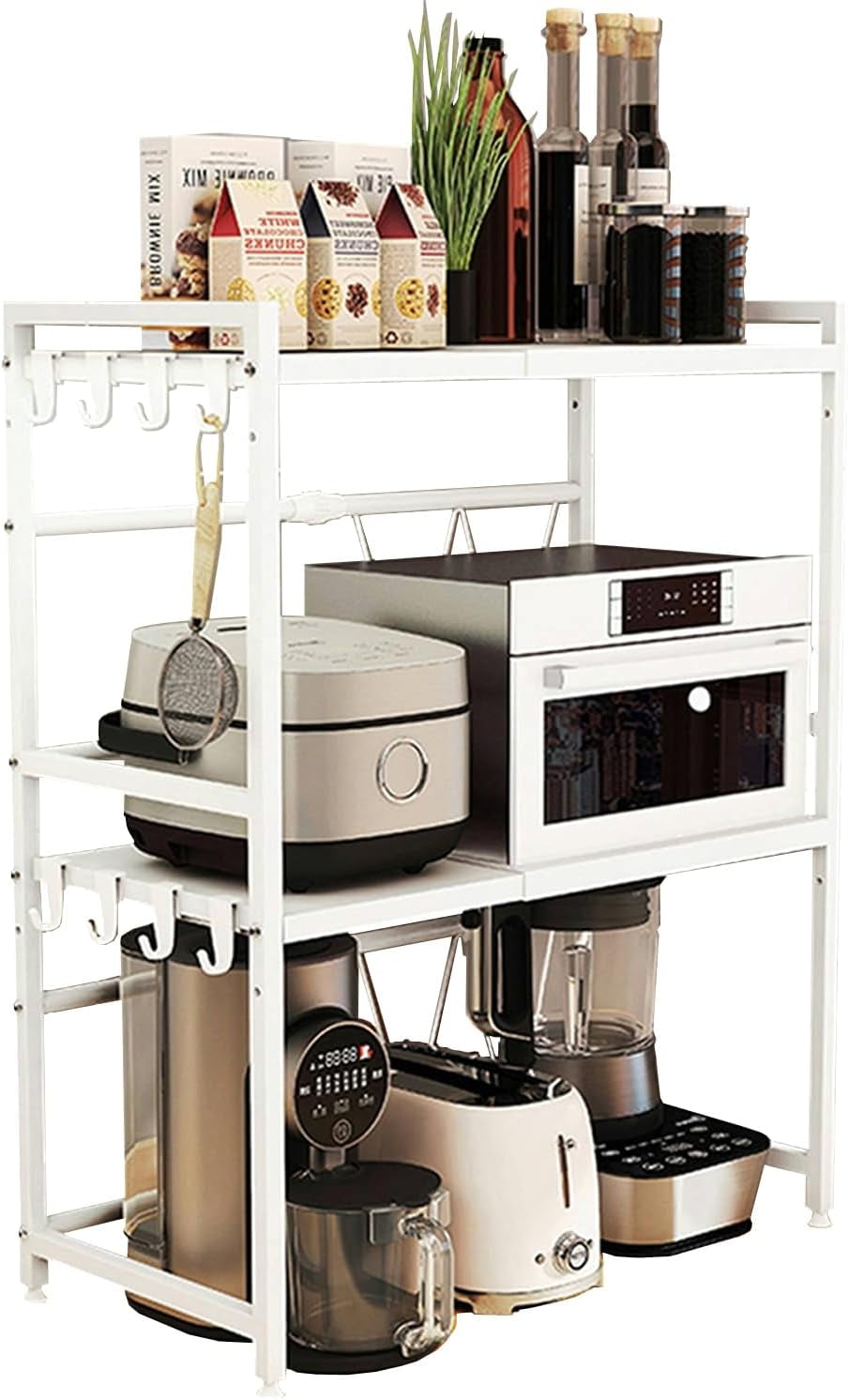 Countertop Microwave Oven Rack, 3 Tier Adjustable Bakers Shelf for ...
