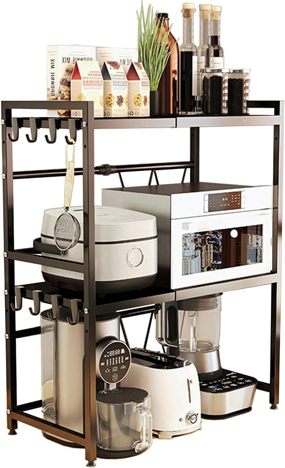 Countertop Microwave Oven Rack, 3 Tier Adjustable Shelf for Microwave ...