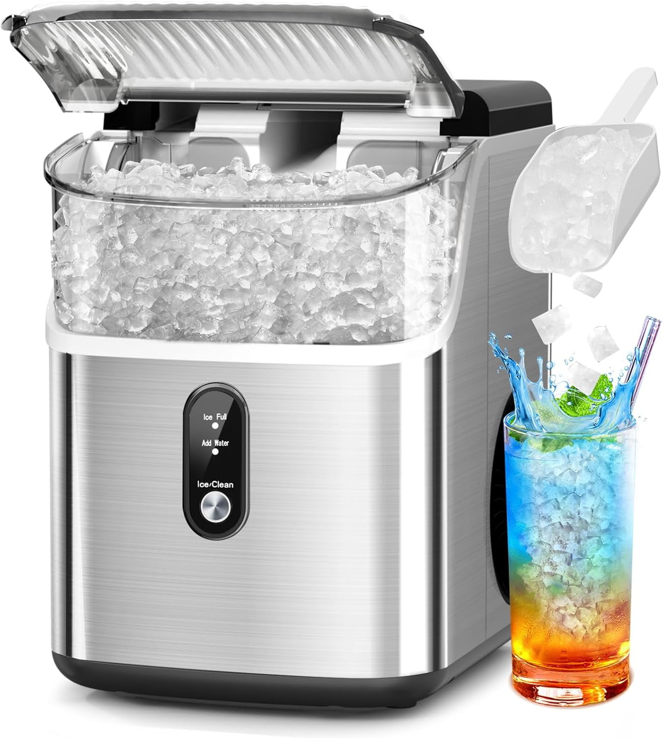 Countertop Nug t Ice Maker Pro - 34lbs/24H, Self-Cleaning Pellet Ice ...