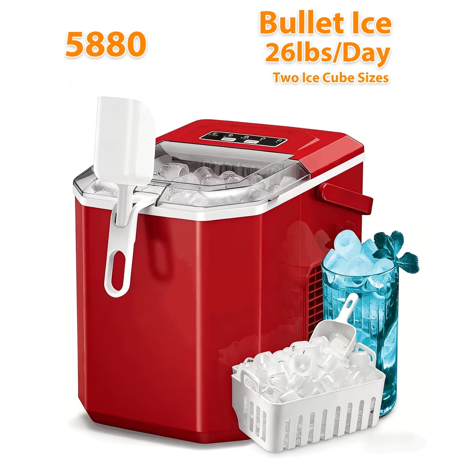Countertop Nugget Bullet Ice Maker Portable Chewable Pellet Ice Machine ...