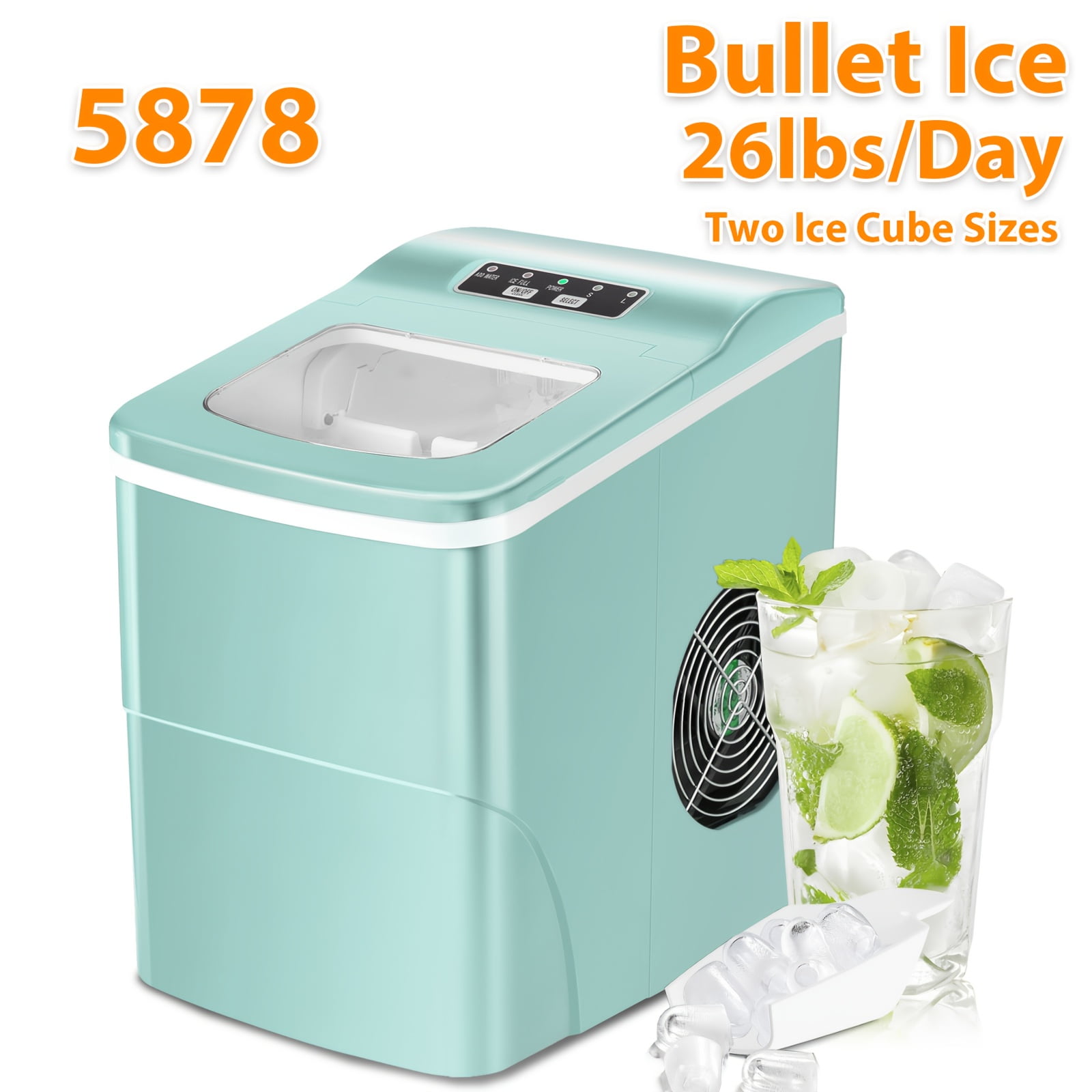 Countertop Nugget Bullet Ice Maker Portable Chewable Pellet Ice Machine ...