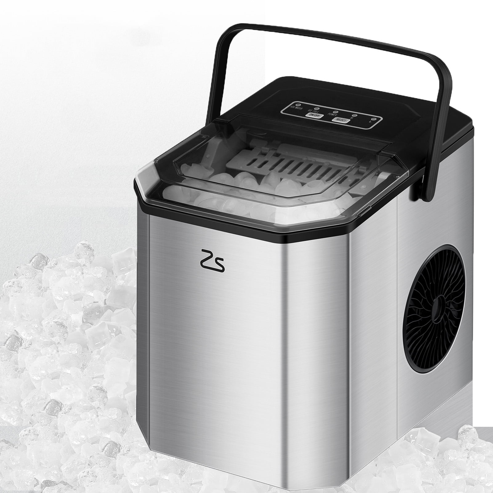 Compact Countertop Nugget Ice Maker, 26Lbs/Day, One-Click, Self ...