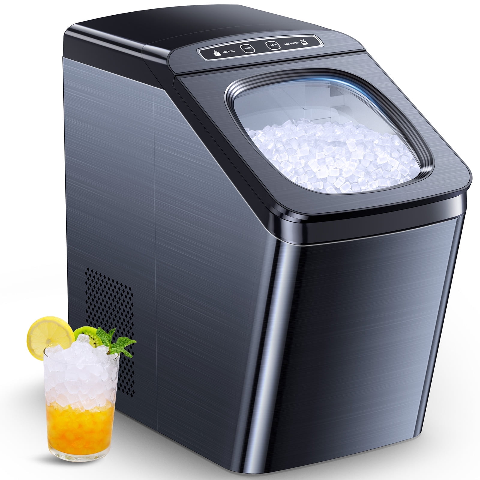 Nugget Ice Maker, 30lbs/Day, Self-Cleaning, Stainless Steel, for Home ...