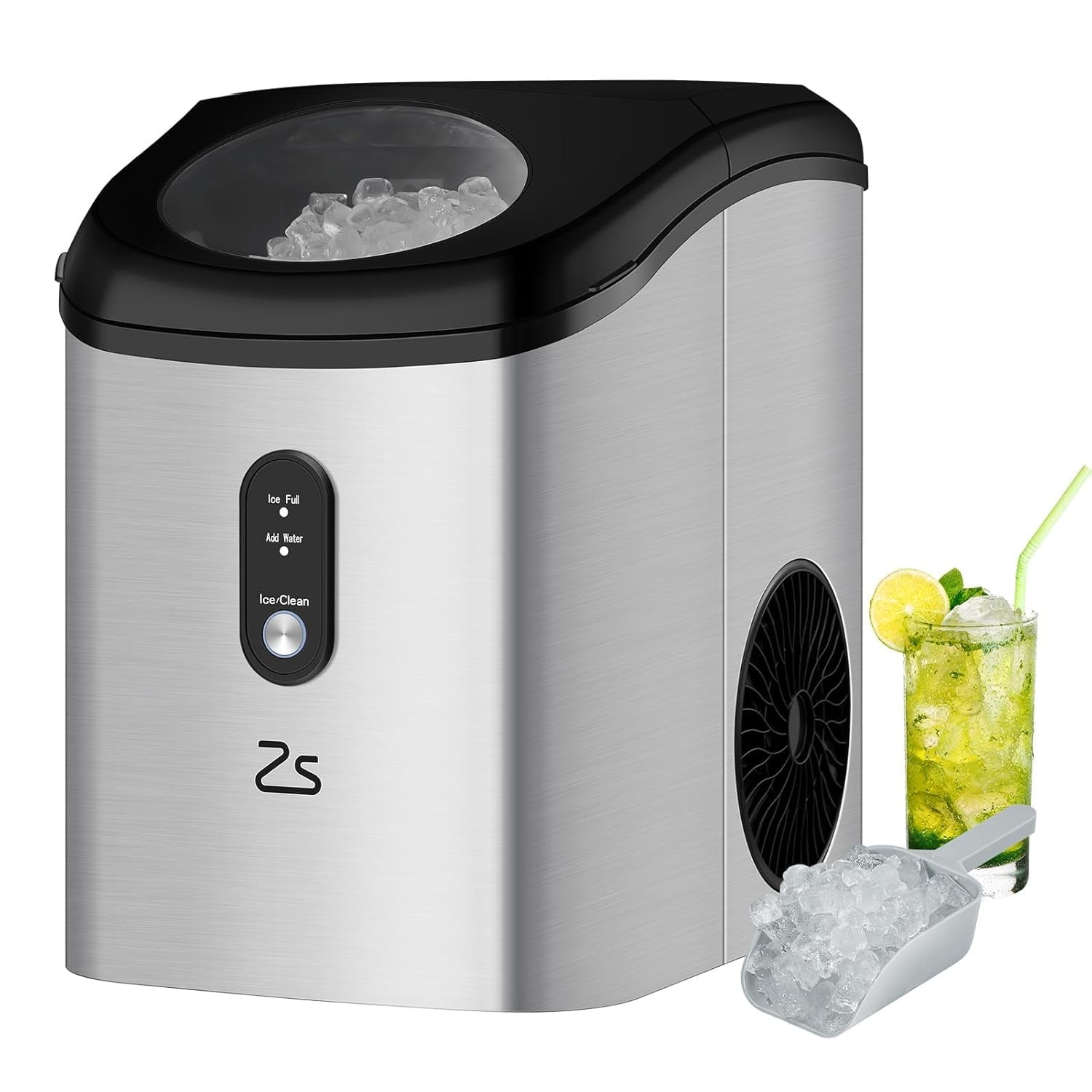 Countertop Nugget Ice Maker, Portable Ice Machine with Ice Scoop, 33 ...
