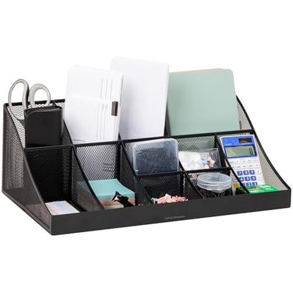Countertop Organizer, 2-Tier Office Breakroom Supply Caddy, Metal Mesh ...