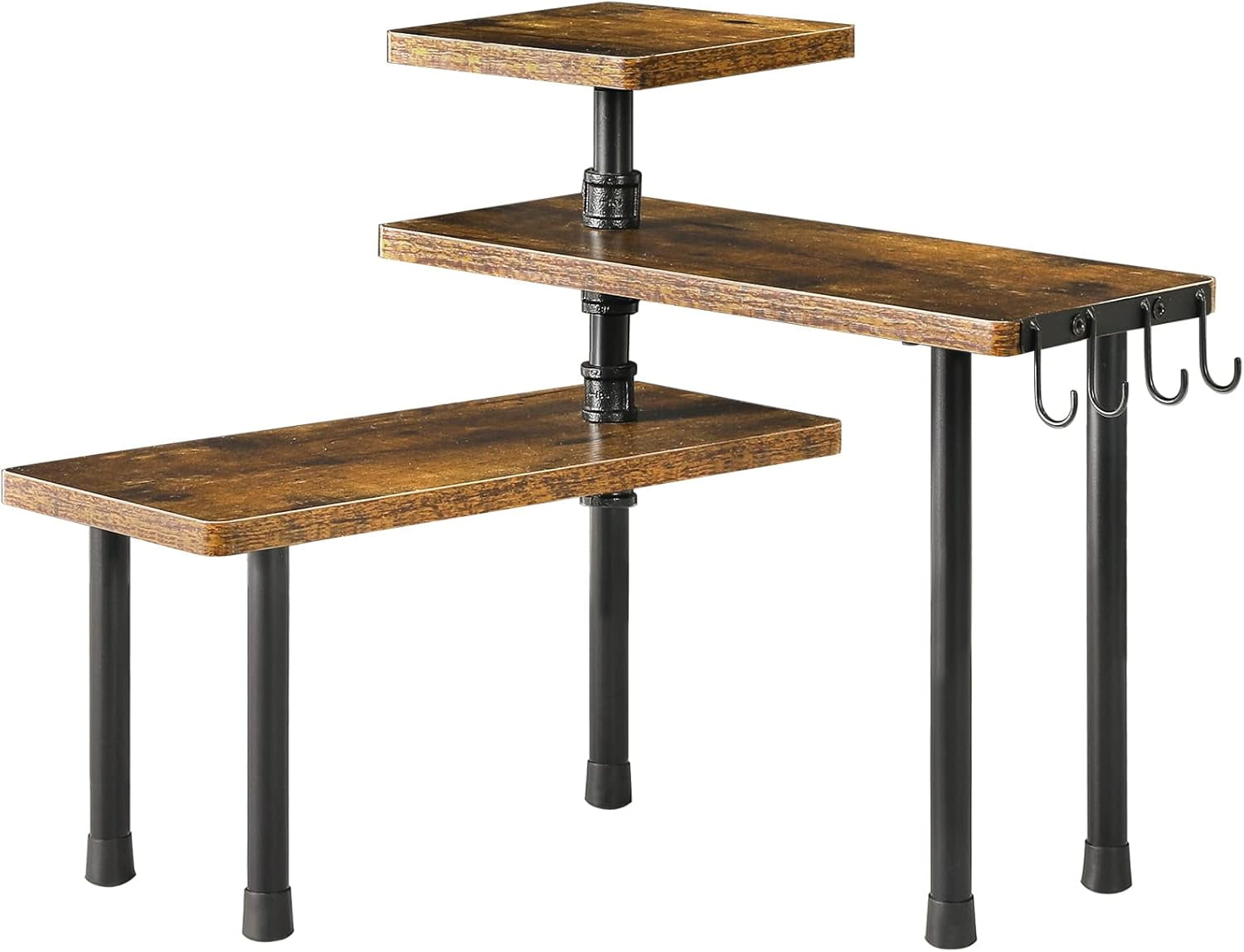 Countertop Organizer,3-Tier Spice Racks Corner Shelf,4 Side Hooks ...