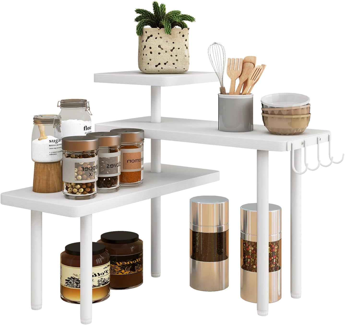 Countertop Organizer,3-Tier Spice Racks,Kitchen Counter Corner Shelf,4 ...