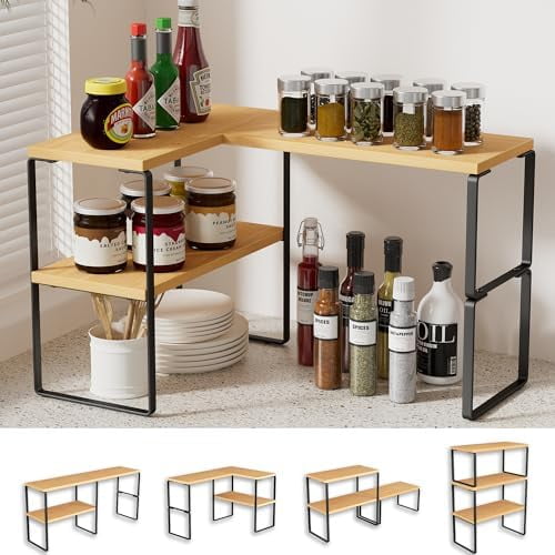 Countertop Organizer Corner Shelf, 2-Tier Adjustable Stackable Corner ...