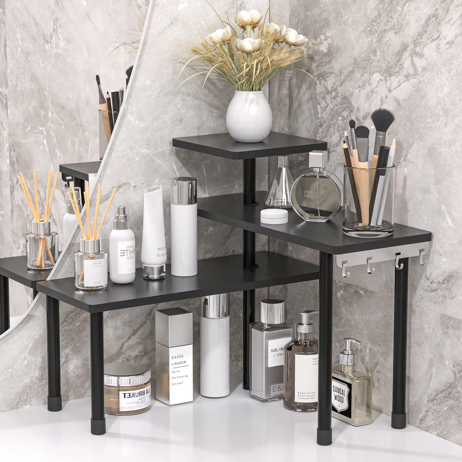 Countertop Organizer Organization, 3 Tier Moveable Corner Shelf for ...