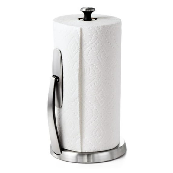 Countertop Paper Towel Holder, Spring Activated Arm for One Handed Tear ...