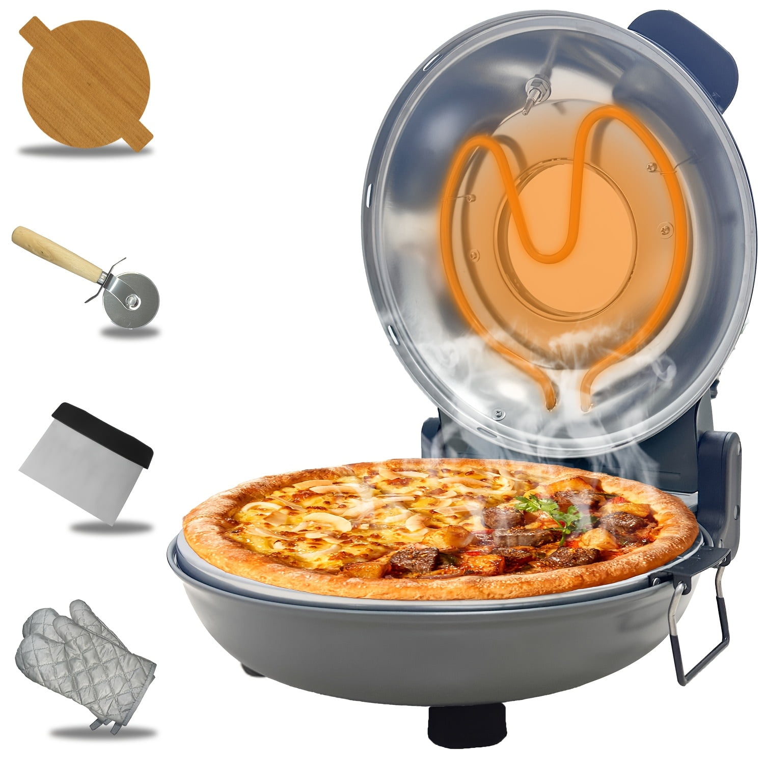 Countertop Pizza Ovens, 12 Inch Electric Pizza Oven Indoor, 1200W ...