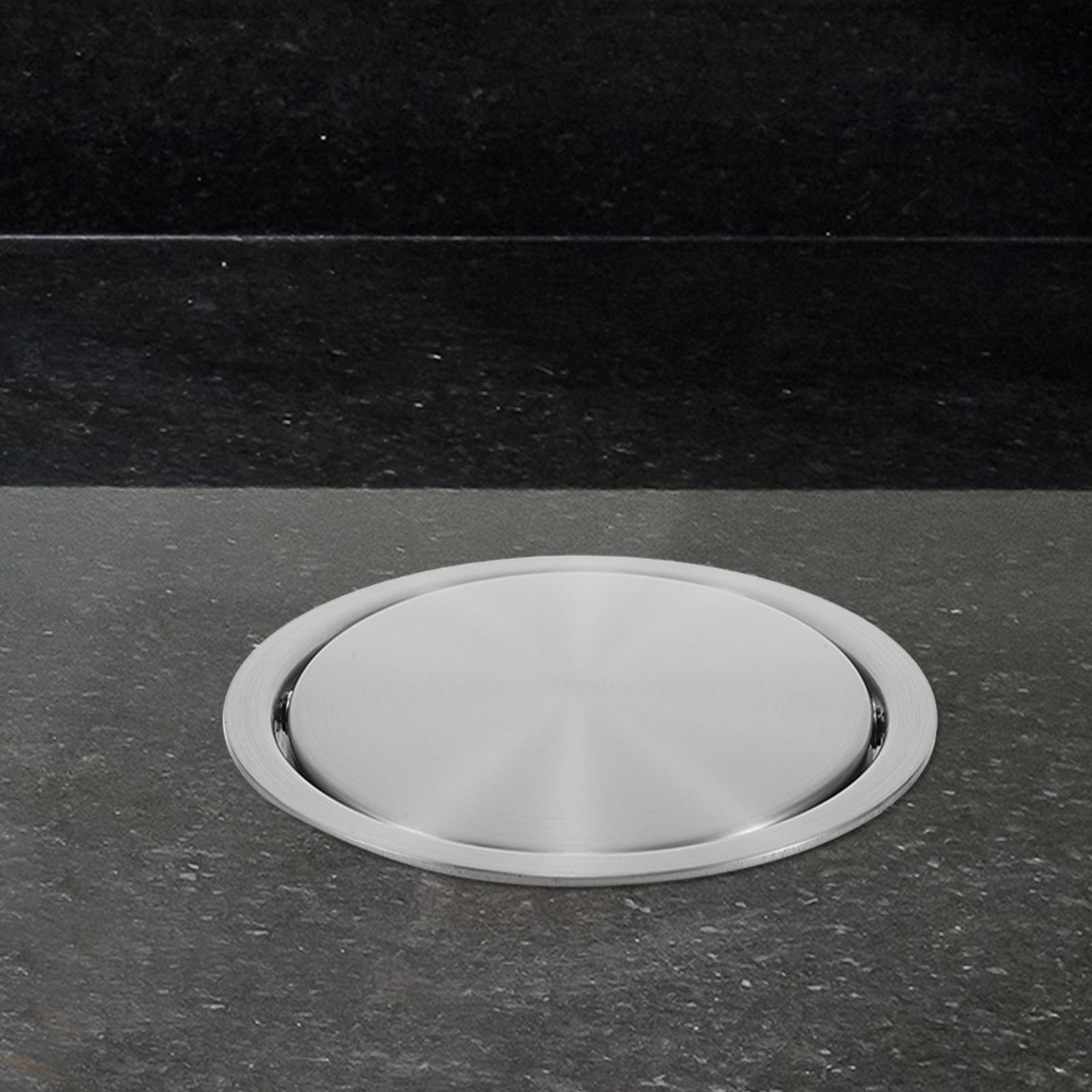 Countertop Recessed Trash Can Lid Round Drop In Stainless Steel Waste ...