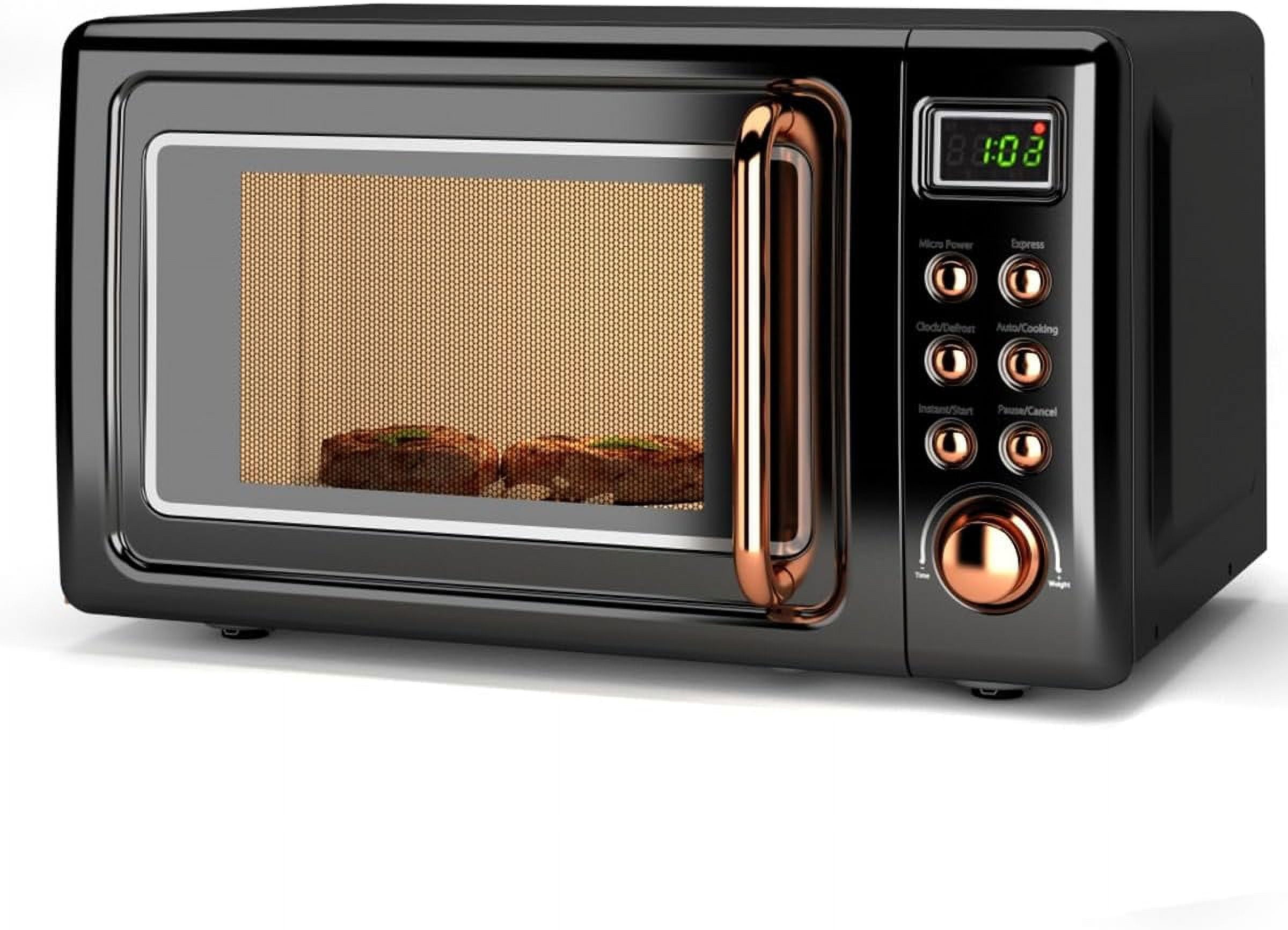 Countertop Retro Microwave Oven, 0.7 Cu Ft Small Microwave with Defrost ...