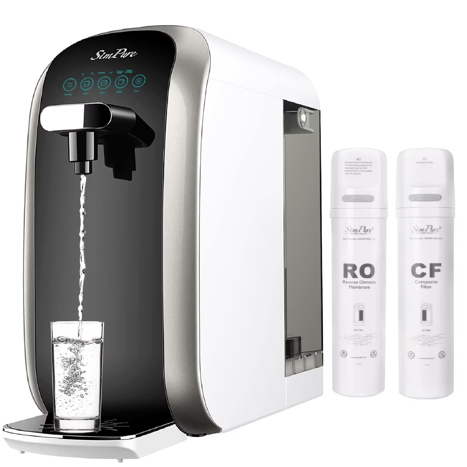 Countertop Reverse Osmosis System, SimPure 4 Stage RO Water Filtration System, UV Purification ...