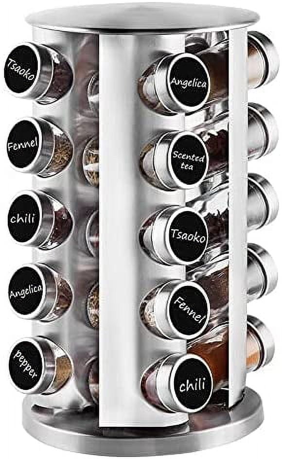 Countertop Revolving Spice Rack, 20-Jars Stainless Steel Spice Rack ...