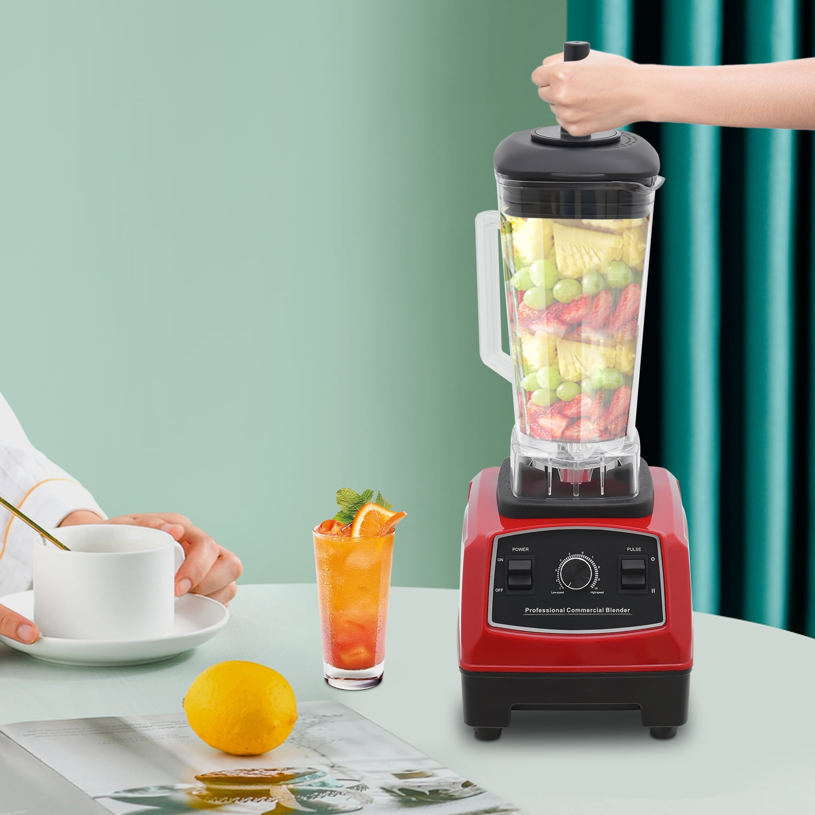 Countertop Smoothie Blender with Mixing Rod 2200W Smoothie Blender with ...