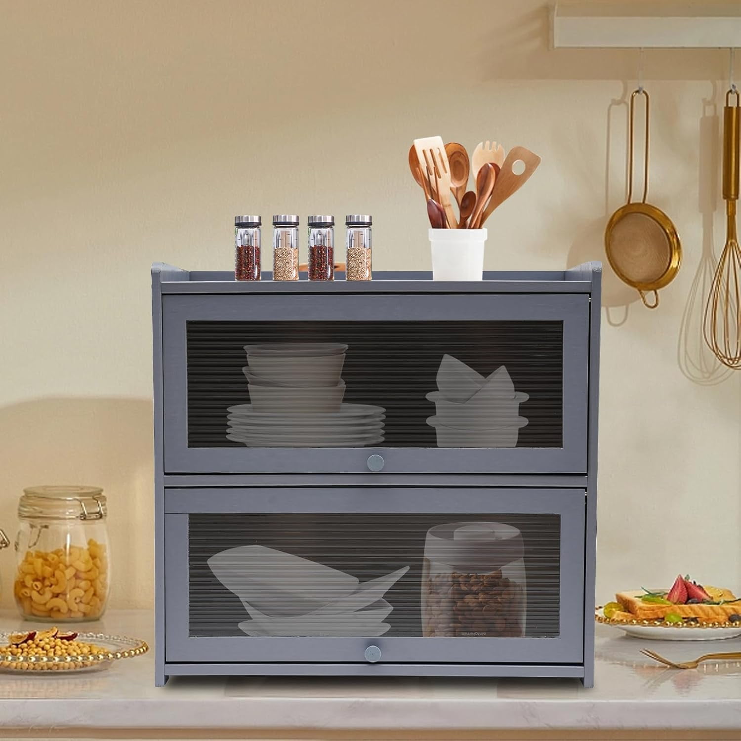 Countertop Storage Cabinet Sideboard with Doors Kitchen Pantry ...