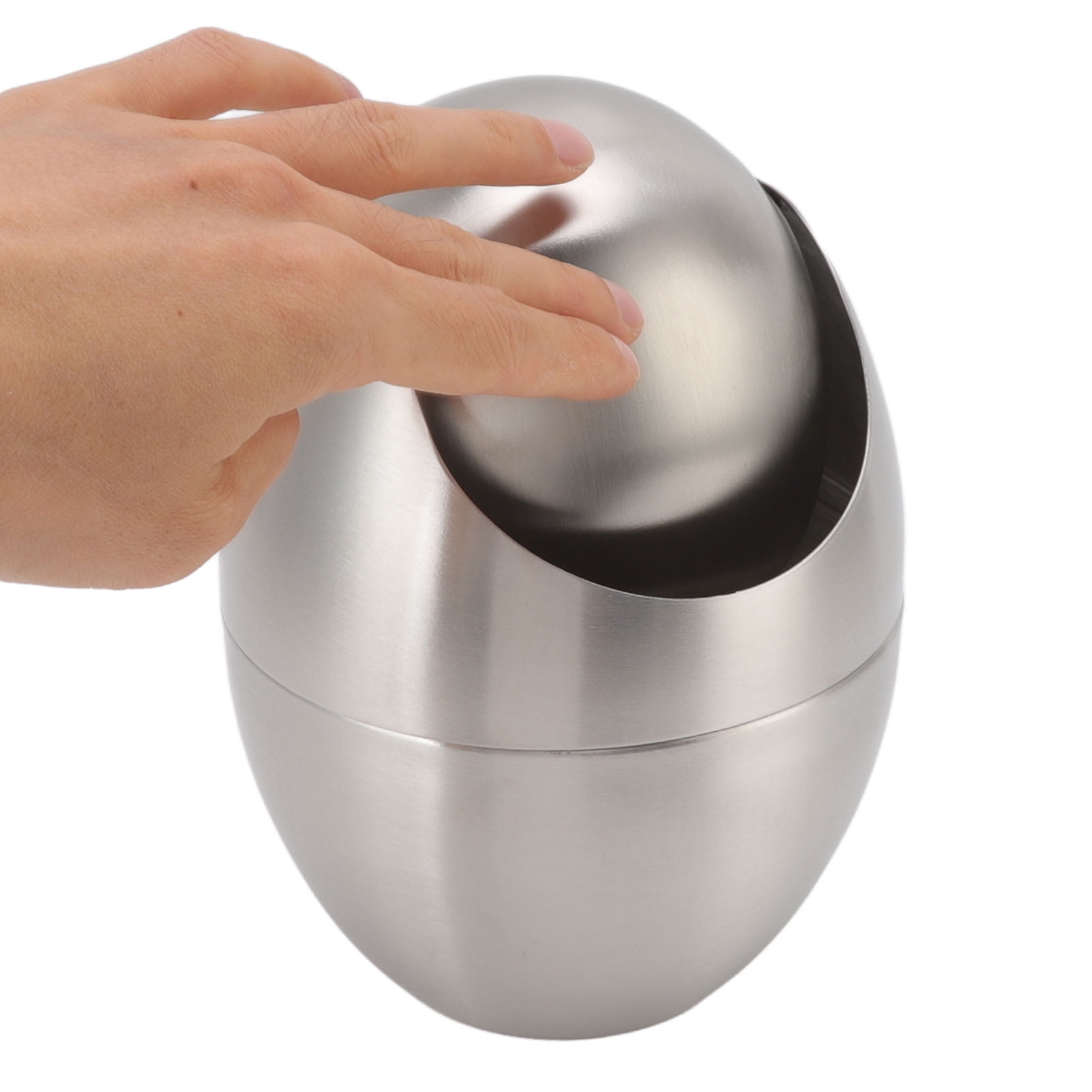 Countertop Trash Can, Eggshaped Covered Countertop Trash Can Stainless ...