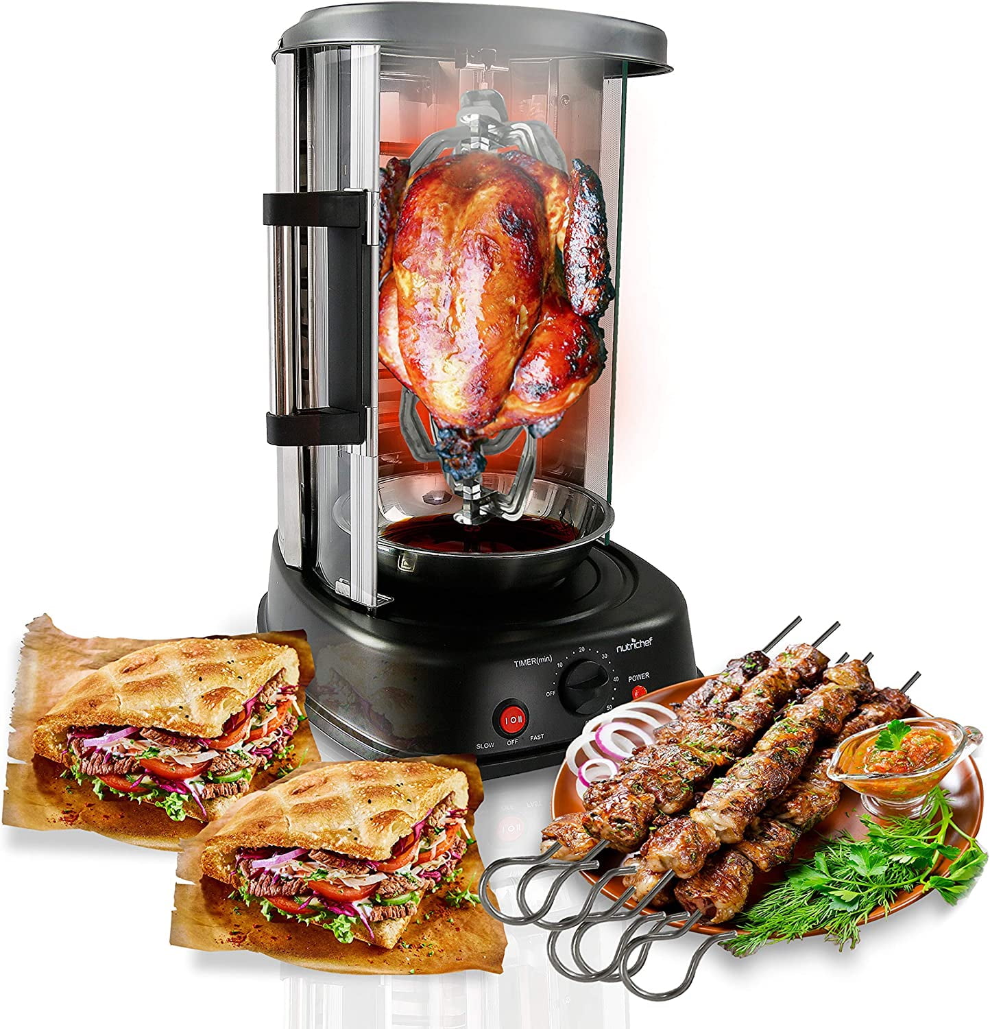 Countertop Vertical Rotating Oven - Rotisserie Shawarma Machine, Kebob ...