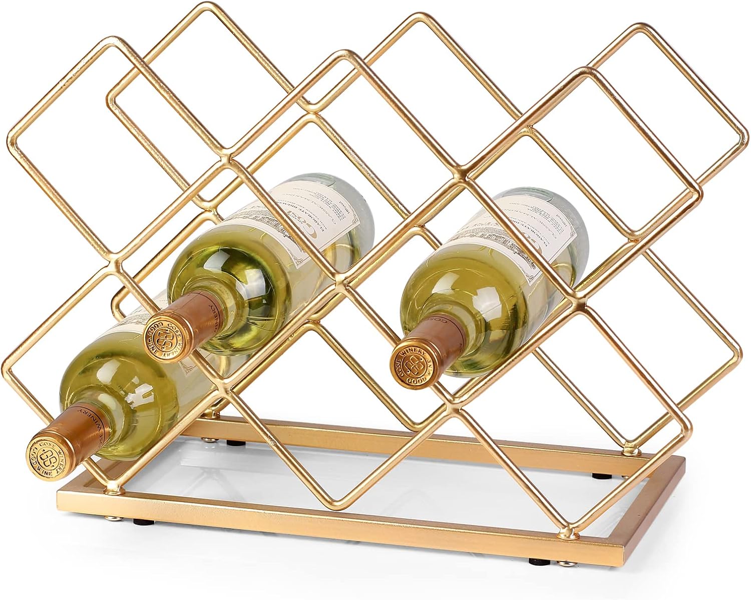 Countertop Wine Rack - 10 Bottle Freestanding Modern Gold Metal Small ...