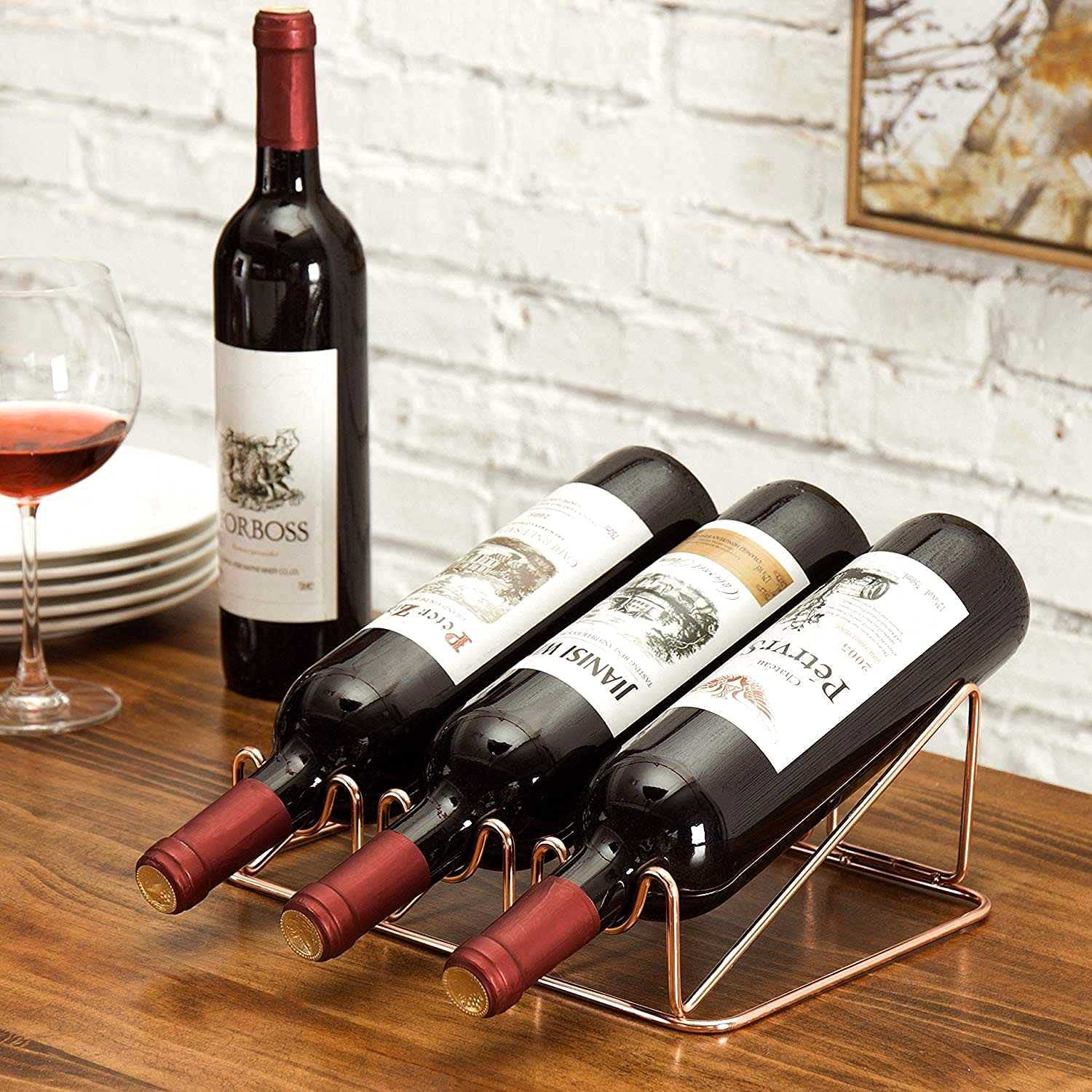 Countertop Wine Rack - 3 Bottle Wine Holder for Wine Storage - No ...
