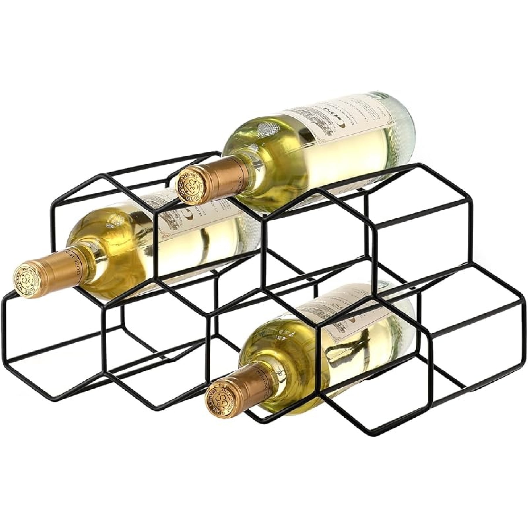 Countertop Wine Rack - 9 Bottle Freestanding Modern Gold Metal Small ...
