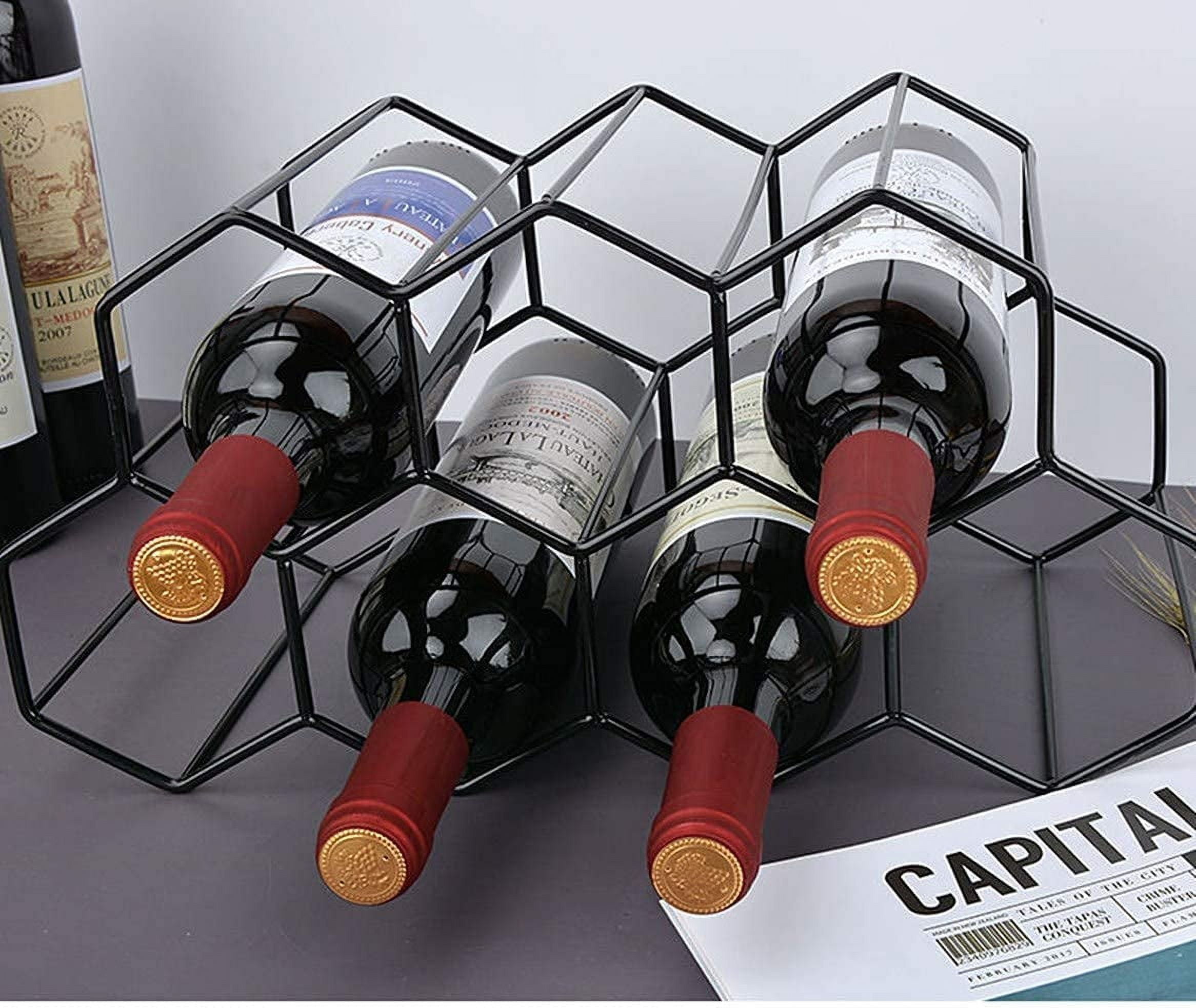 Countertop Wine Rack Freestanding, Small Metal Honeycomb Wine Holder ...