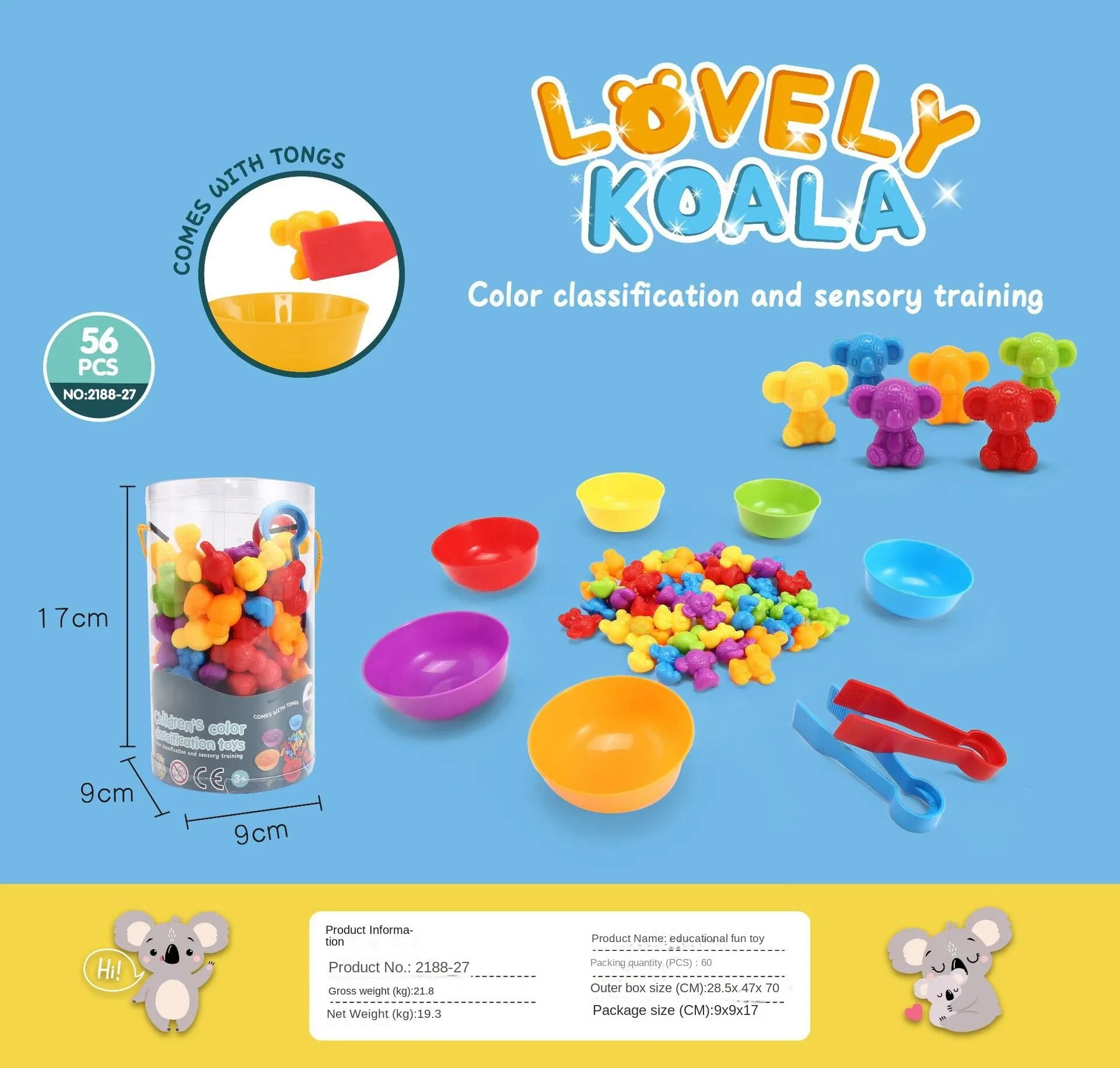 Counting Animals Toys Matching Game for Kids with Sorting Bowls ...