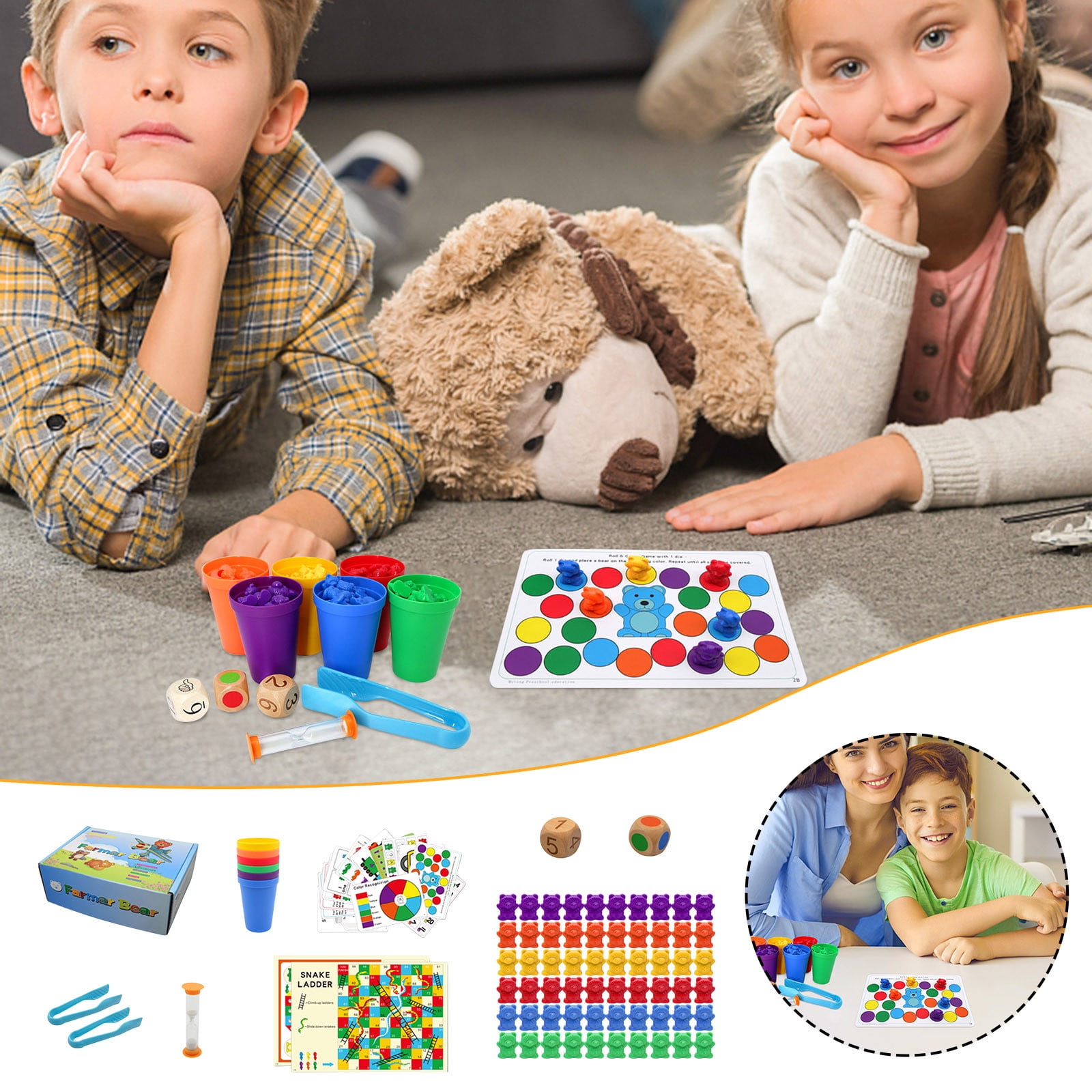 Counting Bears Math Manipulatives Set | Color Sorting Cups Dice ...