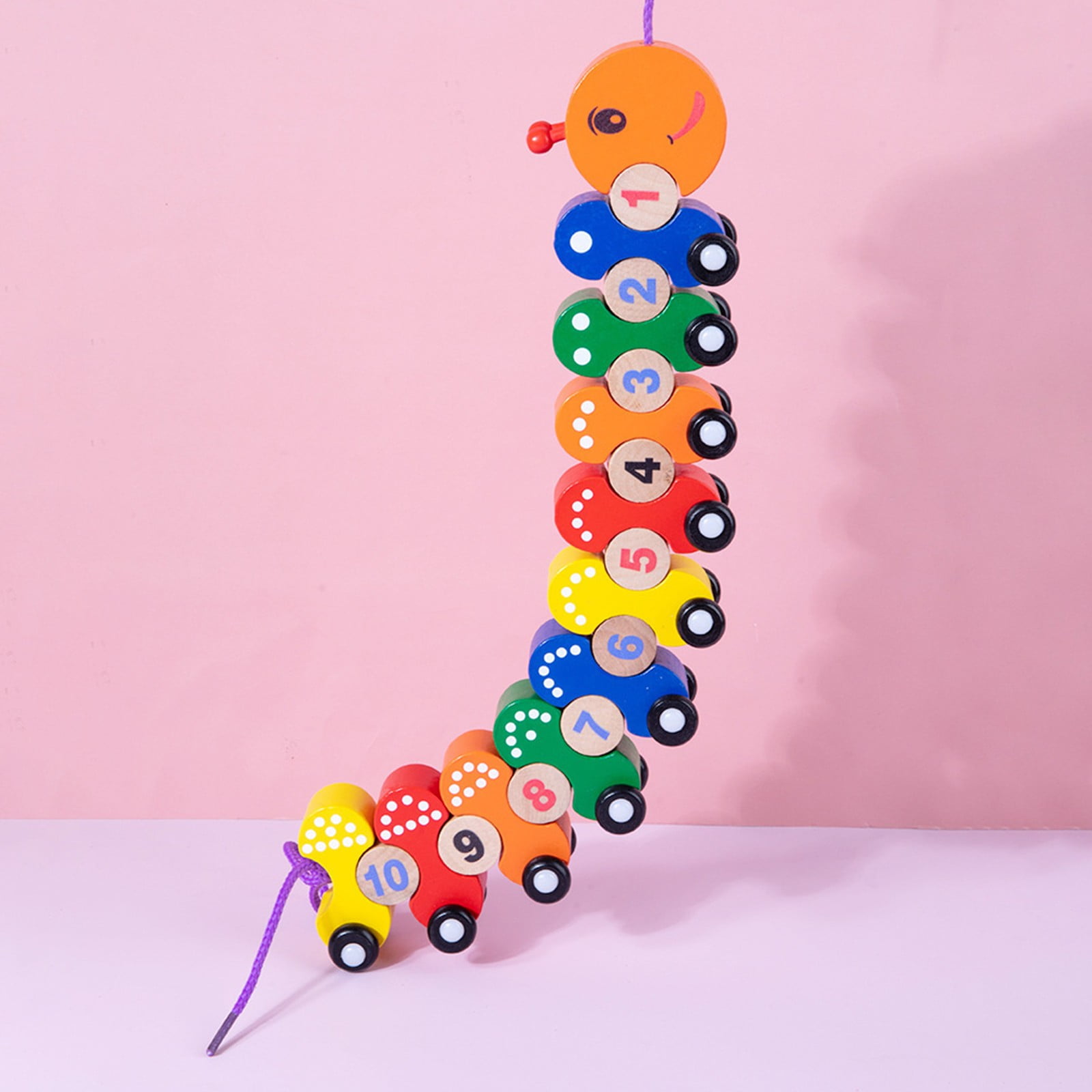 Counting Caterpillar - Classic Wooden Toy with 10 Colorful Numbered ...