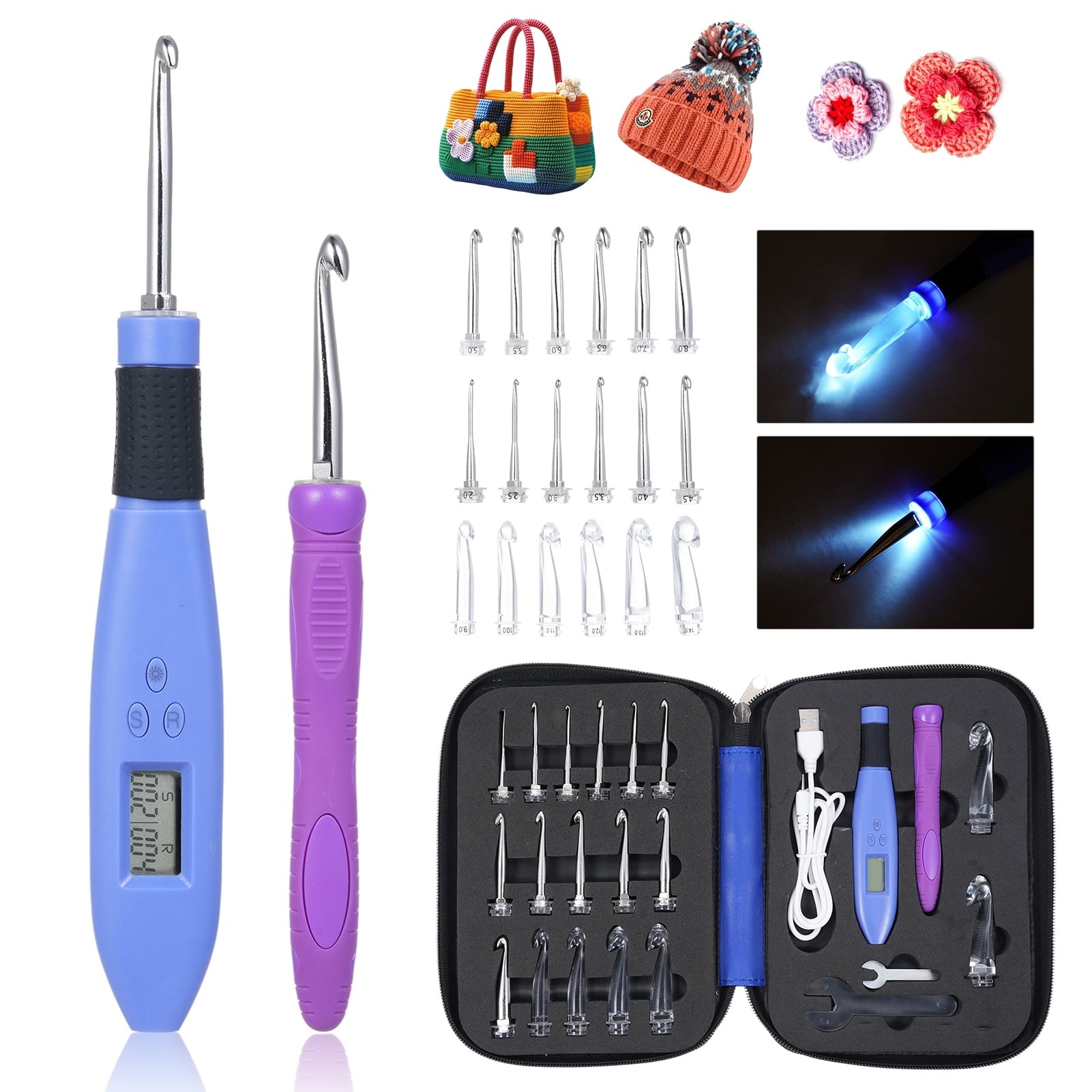 Counting Crochet Hook With 18 Different Size With Led And Digital ...