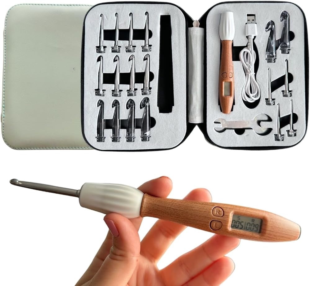 Counting Crochet Hook Set – 18 Sizes Interchangeable Hooks Kit, Light ...